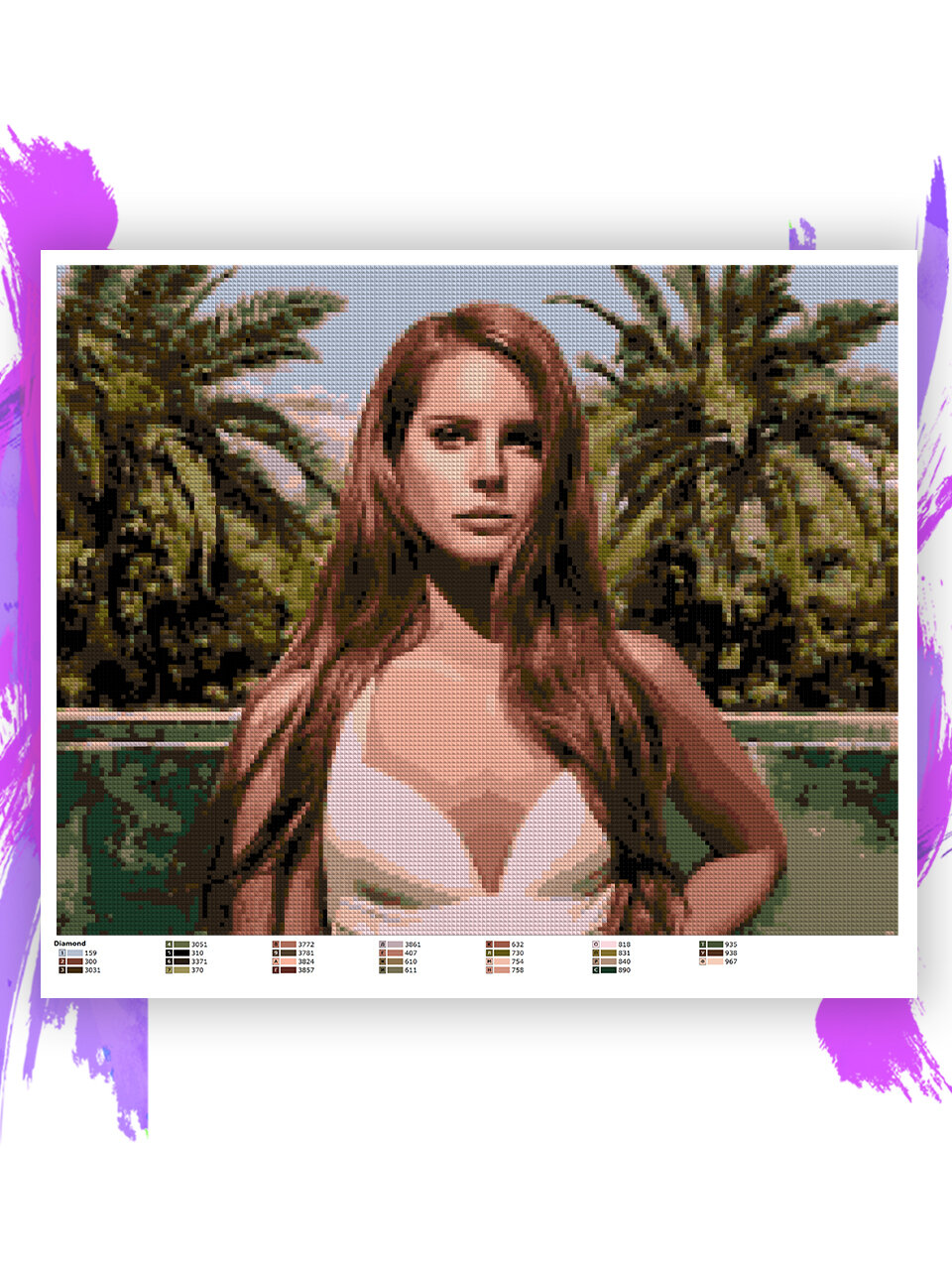 Алмазная мозаика без подрамника - вышивка Lana Del Rey 40 х 50 см