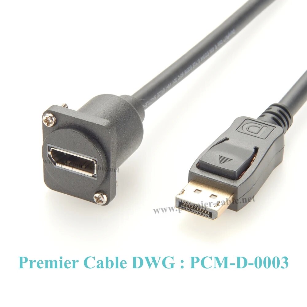 DisplayPort кабель 0.9м папа-мама для монтажа на панели