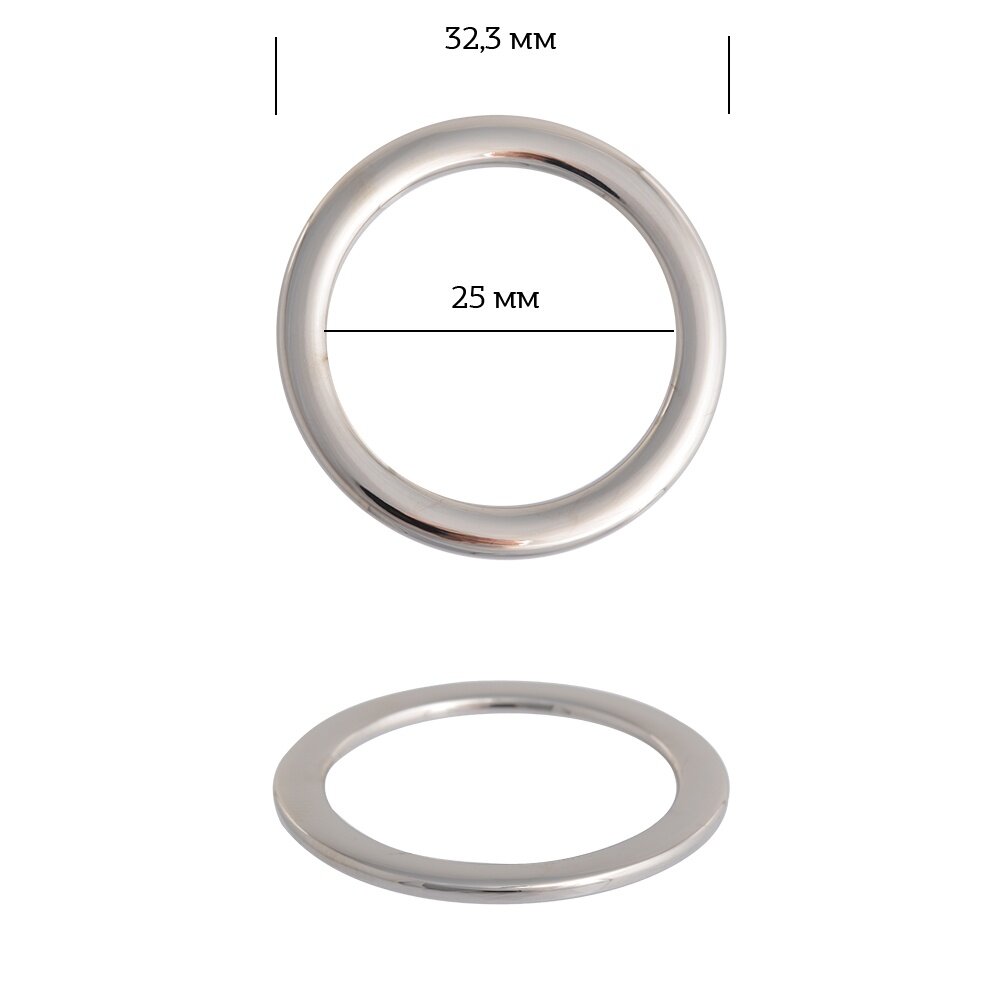 Кольцо металлическое TBY 32, 3 мм, внутренний размер 25 мм цвет никель, 10 шт (TBY-2A1065.2)