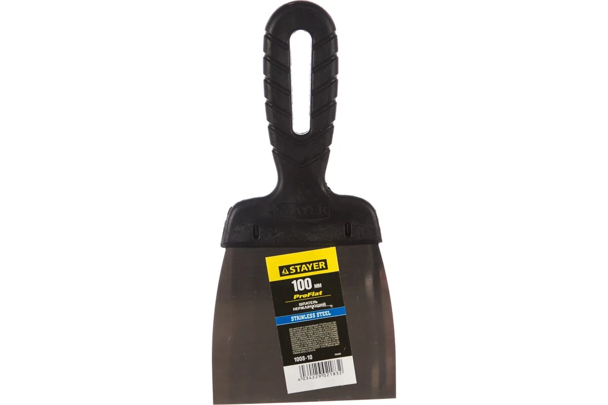 STAYER шпатель фасадный нержавеющий с пластмассовой ручкой 100 мм 1008-10 для фасадов