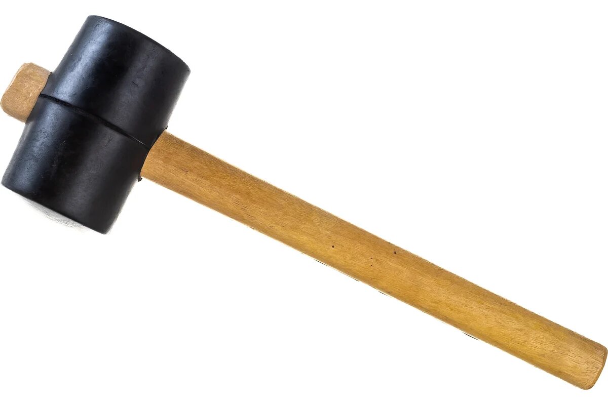 ULTIMA киянка с деревянной рукояткой, 450 г, черная резина, модель 121042, для бытовых работ