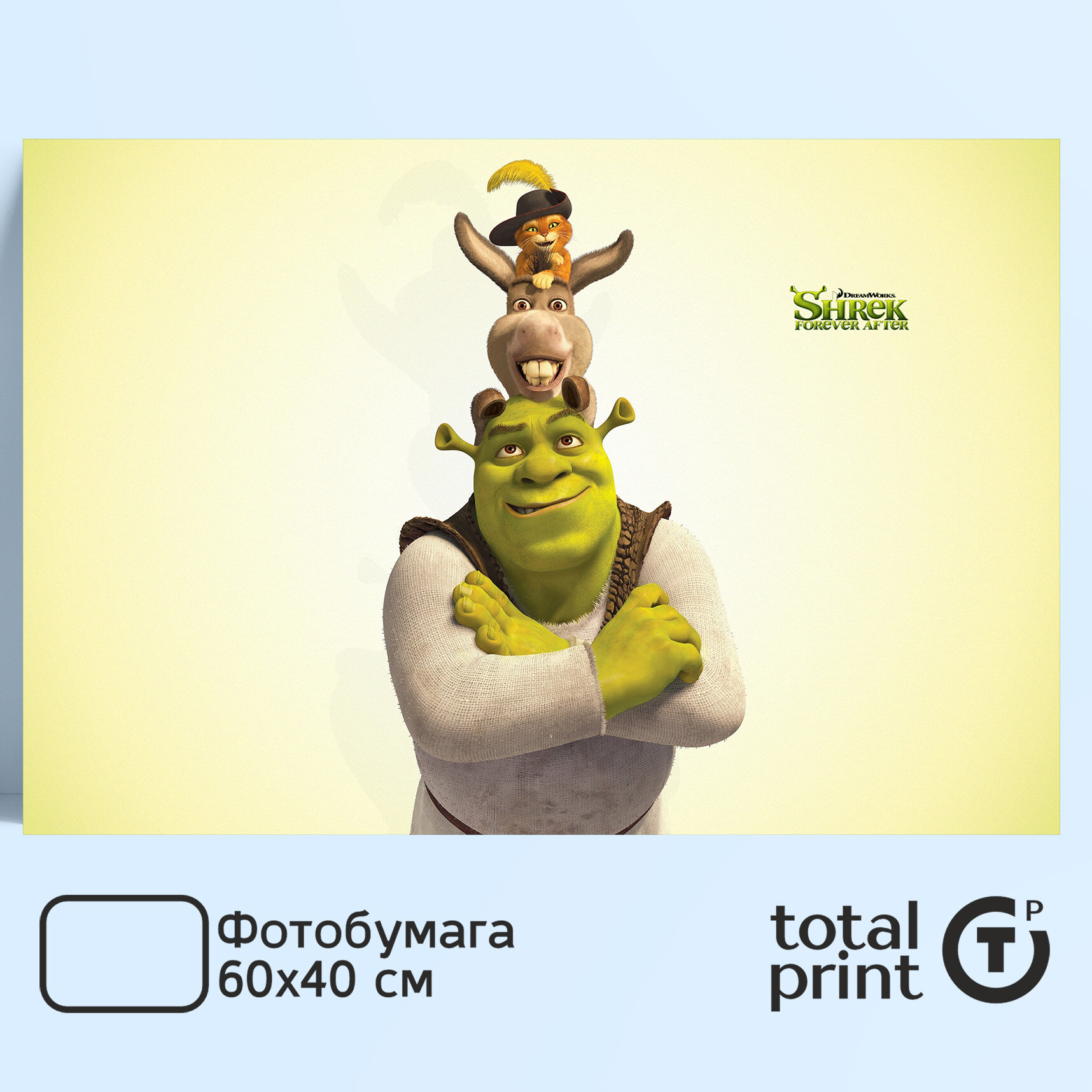 TotalPrint Постер для интерьера, Мультфильм, Шрек, 60х40см.
