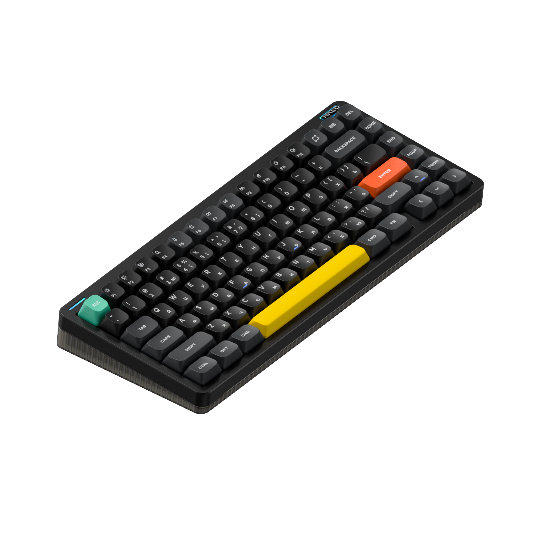 Беспроводная механическая клавиатура QMK Nuphy Halo75 V2 Obsidian Black(русская раскладка), RGB, Hot Swap, Mint Red Switch