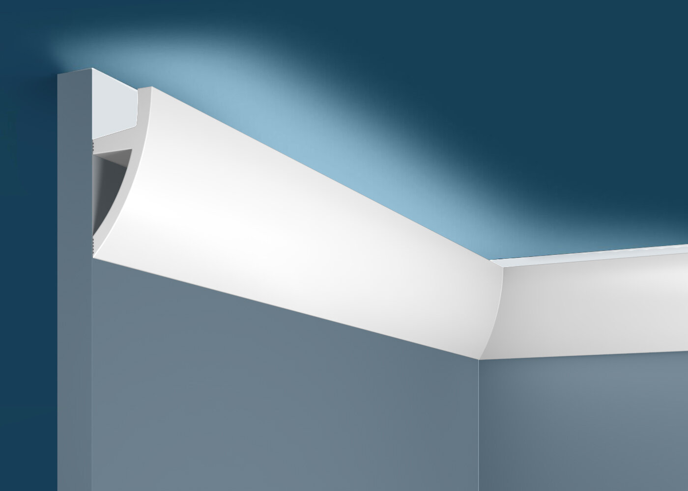 Карниз под подсветку, плинтус потолочный 2 штуки 75х33х2000мм Экополимер KX072 Cosca Decor