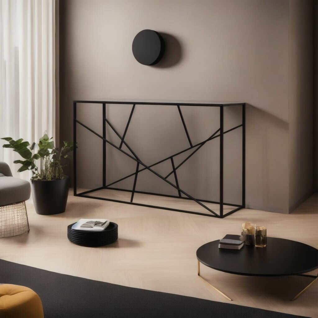 Консольный столик, туалетный столик RIO 1400х875х280мм (черный/стекло серое графит)