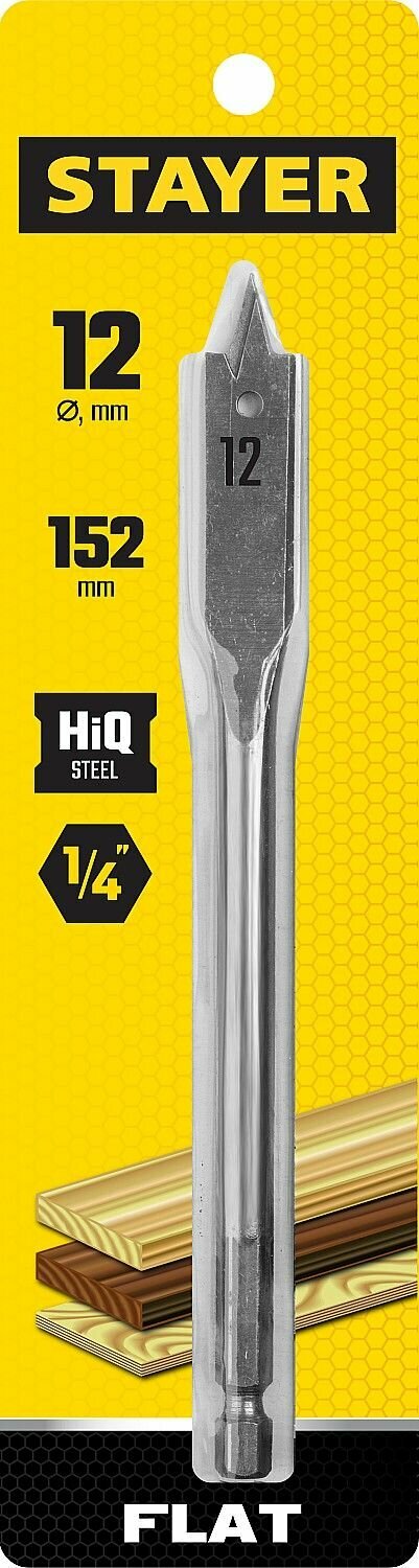 Сверло по дереву STAYER Flat, 10х152 мм, перовое, прямое 2950-10_z01