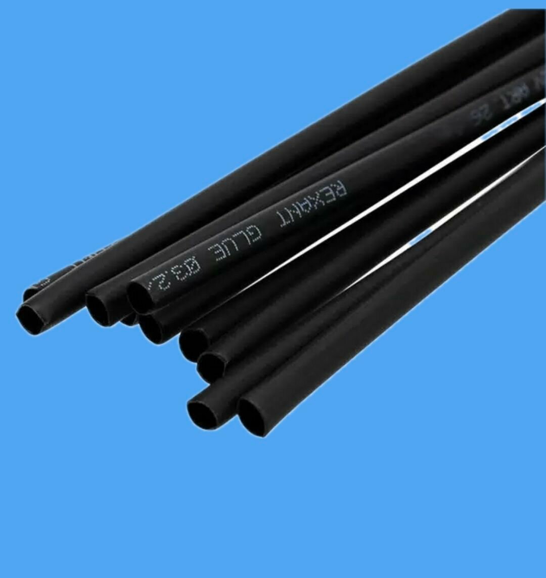 Термоусадочная трубка клеевая 3,0/1,0 мм, черная, 1 м REXANT 26-0003 10 штук