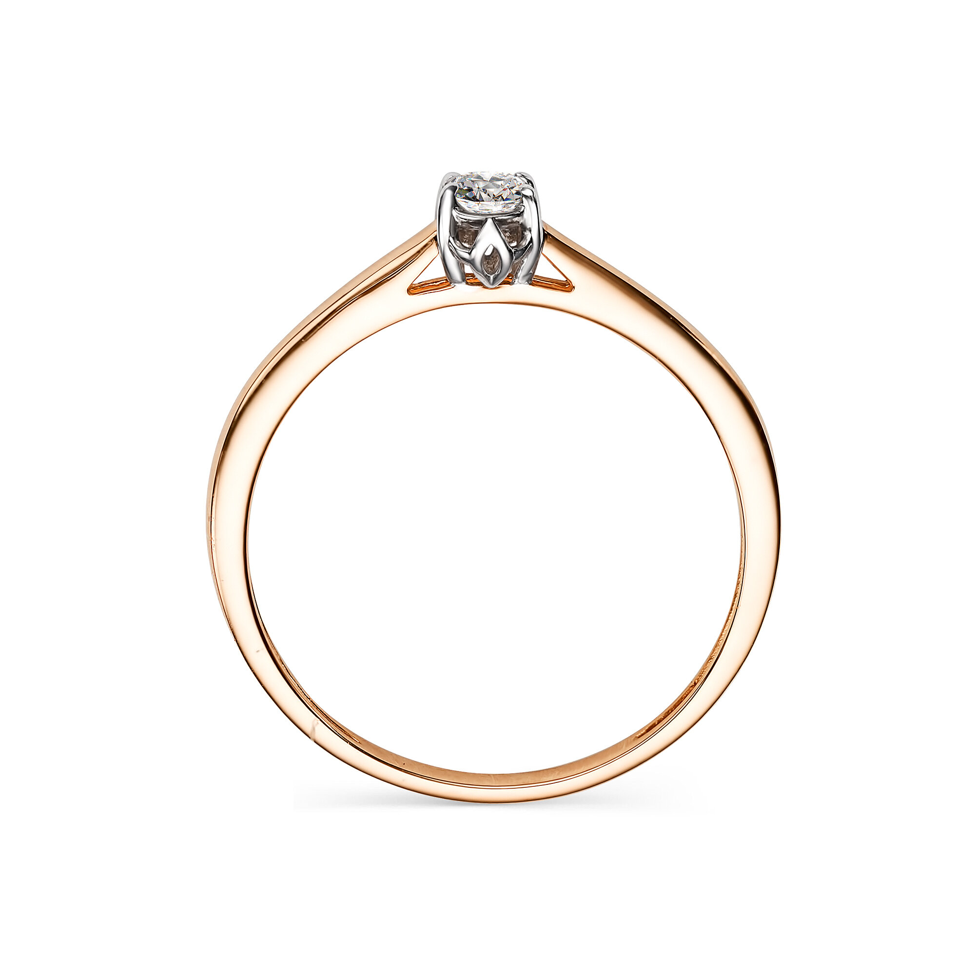 Кольцо помолвочное, красное золото, 585 проба, бриллиант