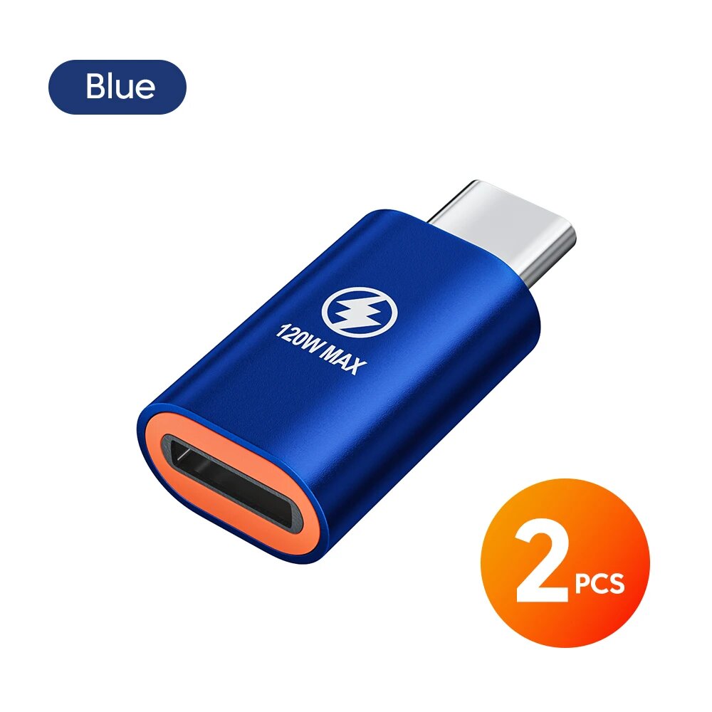 Для аксессуаров iPhone PD адаптер 120 Вт Быстрая зарядка USB C от USB до Lightning Синий, 2PCS Blue