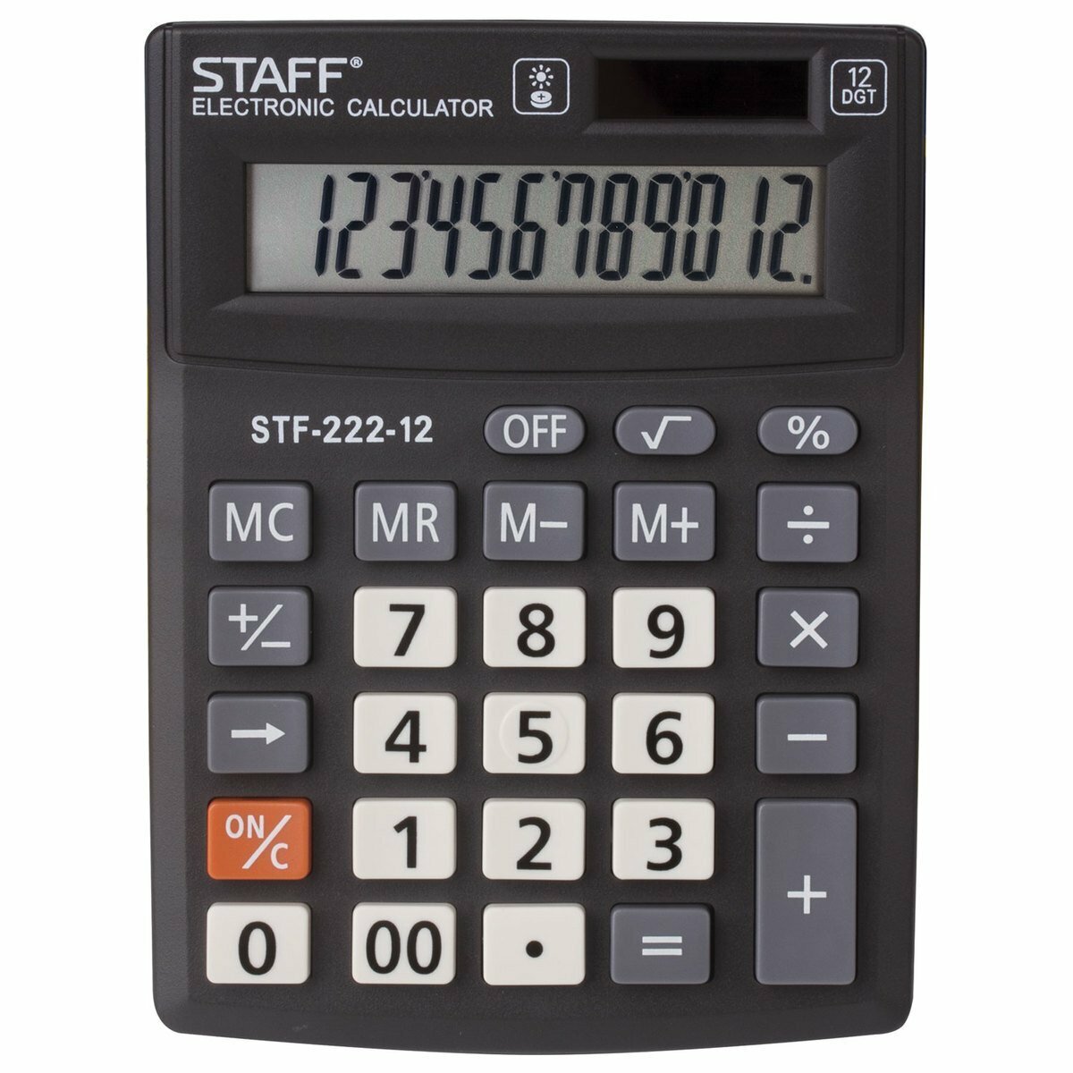 Калькулятор Staff PLUS настольный, 12 разрядов, двойное питание, 138x103 мм (STF-222-12)