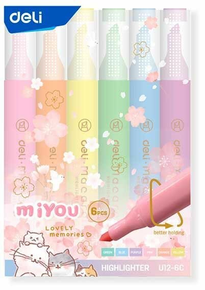 Текстмаркеры Deli "MiYou", 6 цветов, 1-5 мм (EU12-6C)