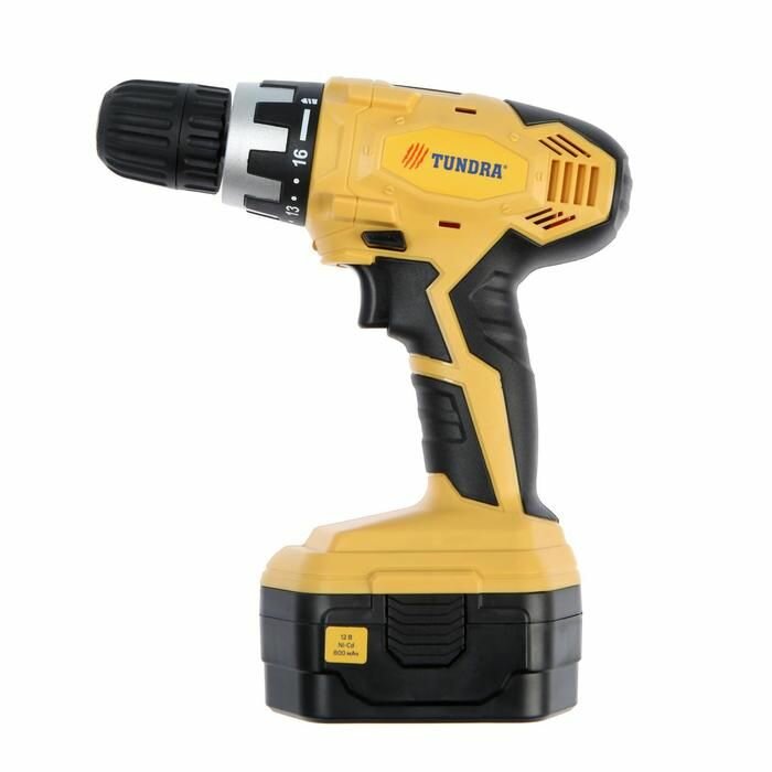Шуруповерт Tundra патрон БЗ, до 10 мм, подсветка, Ni-Cd, 800 mAh, 12 V, 550 об/мин, 10 Нм