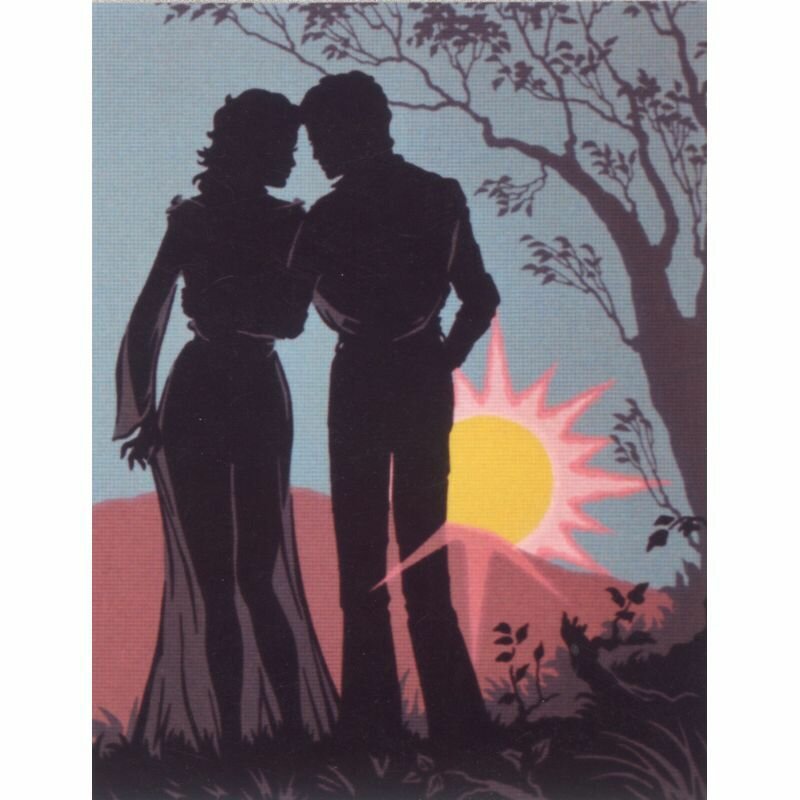 Канва GOBELIN L. DIAMANT "Пара, силуэт на утренней заре", жесткая, с рисунком