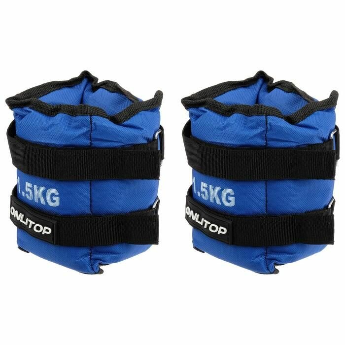 Утяжелители ONLITOP 1,5 кг, вес пары 3 кг, цвет синий