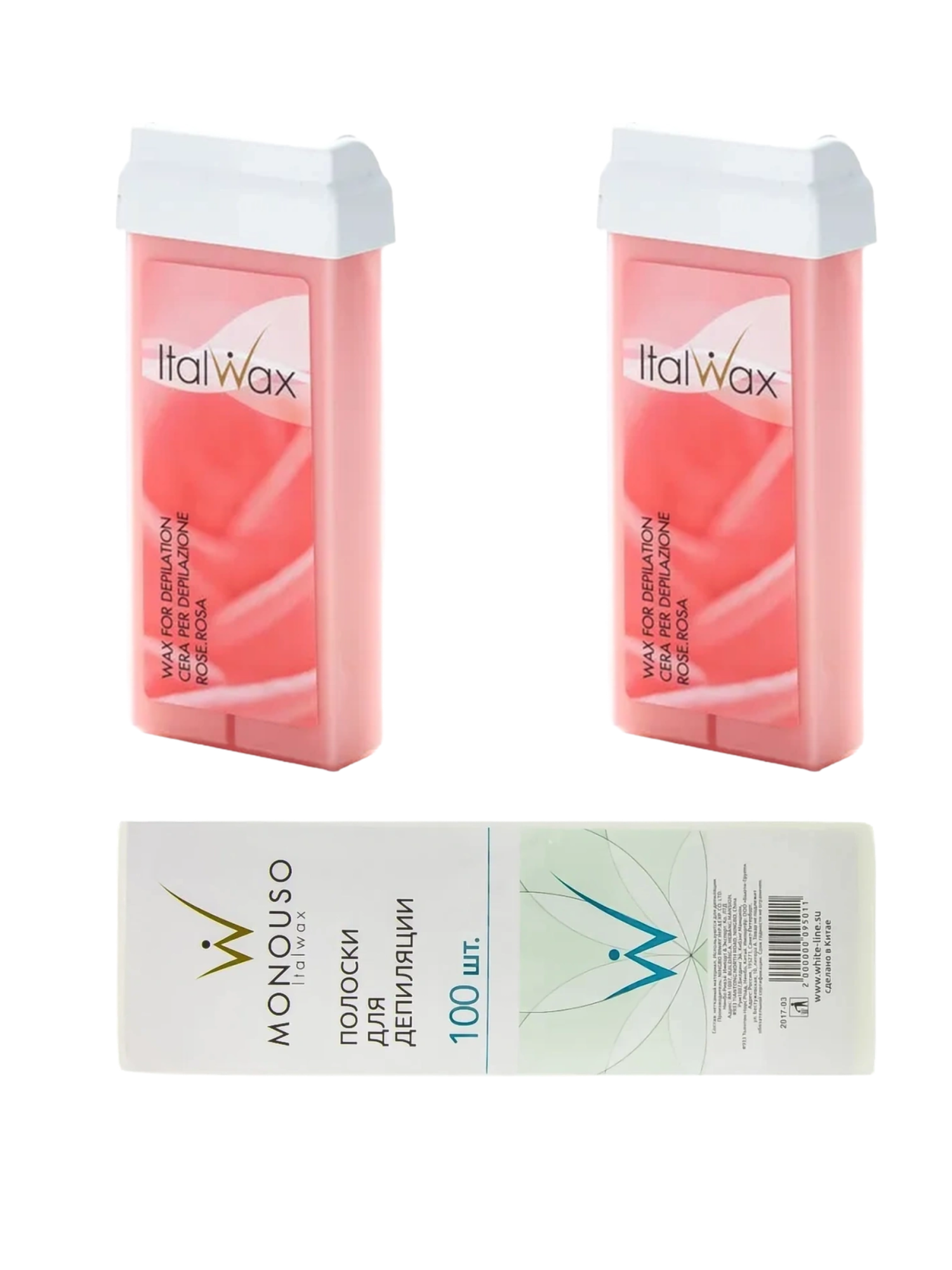 Набор для восковой депиляции Роза ITALWAX NATURA Rose, 2 картриджа+полоски