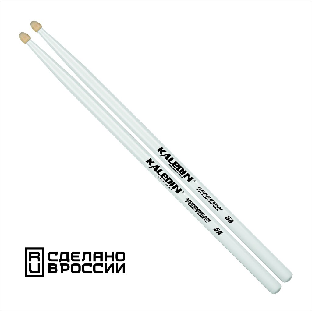 7KLHBW5A 5A Барабанные палочки, граб, деревянный наконечник, белые, Kaledin Drumsticks