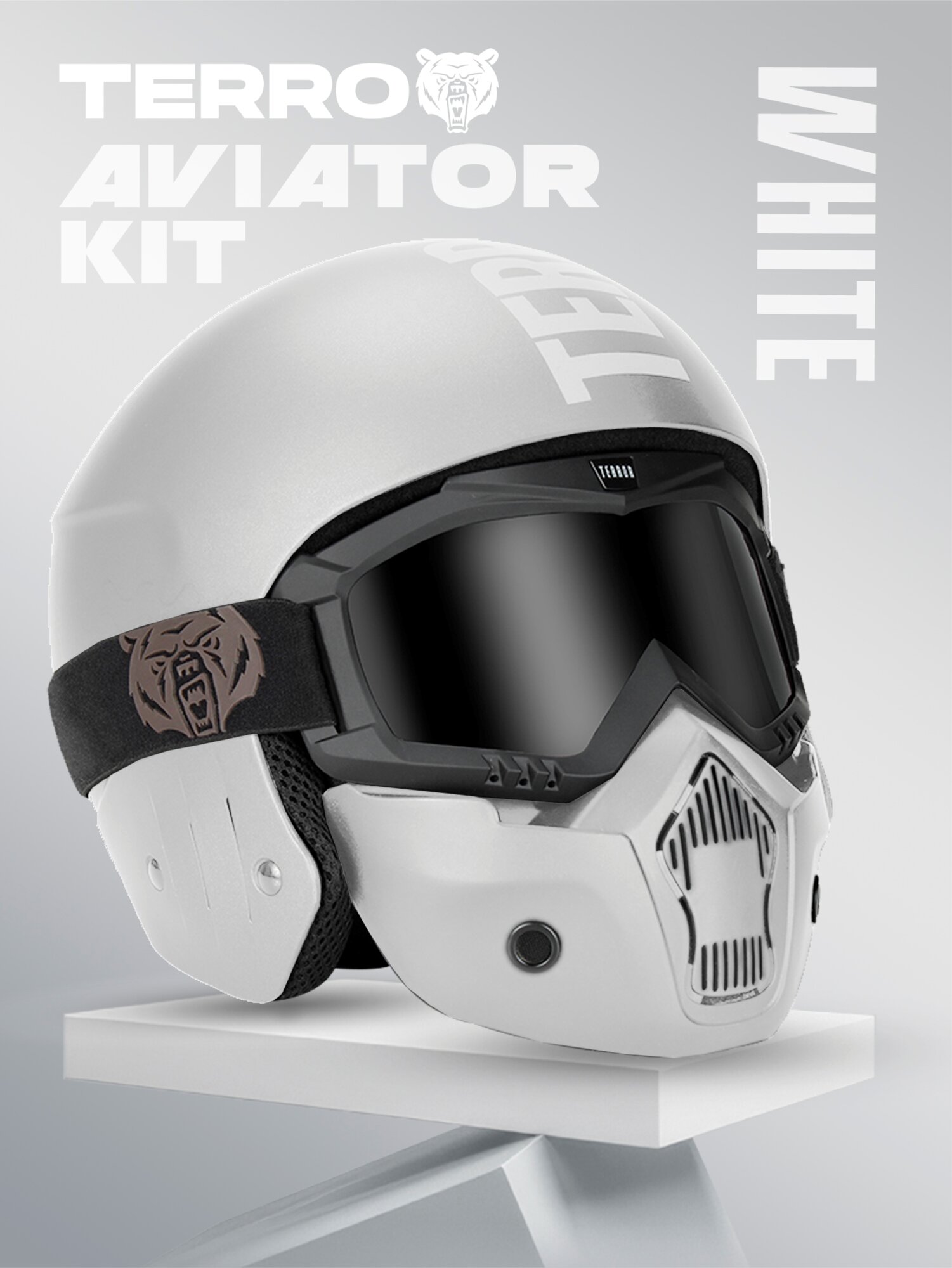 Шлем горнолыжный +маска TERROR AVIATOR KIT White, размер M