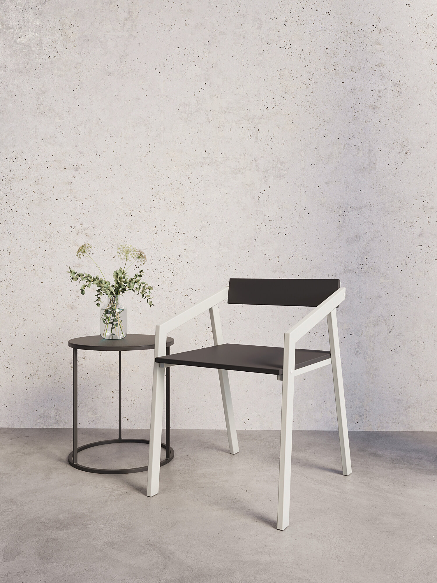 Стул с подлокотниками для дома для офиса, для сада LOFT белый/черный