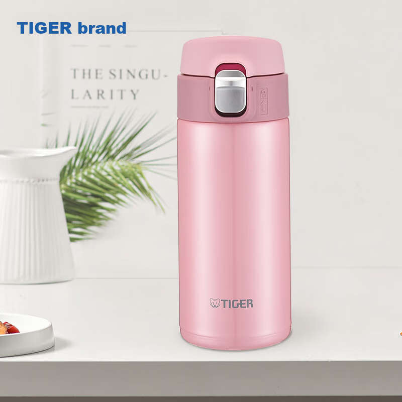 TIGER Lightweight Portable Flip-Top Insulated Water Bottle, MMJ-A36C Peach Mousse, 360ml