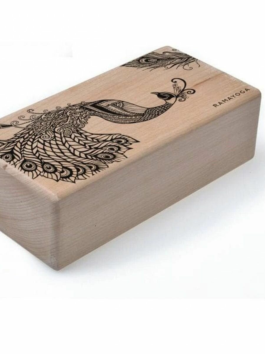 Деревянный опорный блок, кирпич для йоги Павлин BODHI