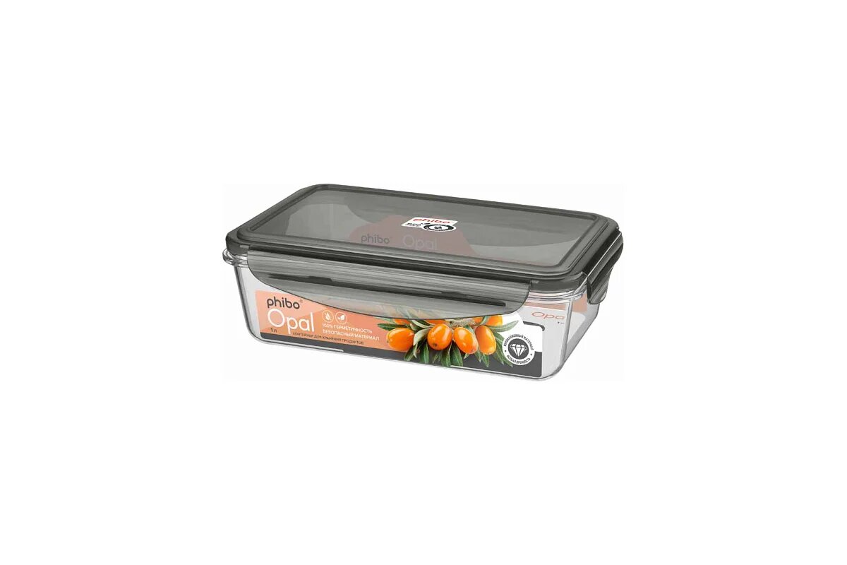 Phibo контейнер для продуктов герметичный "OPAL" прямоугольный 1Л (Черный) 433146813