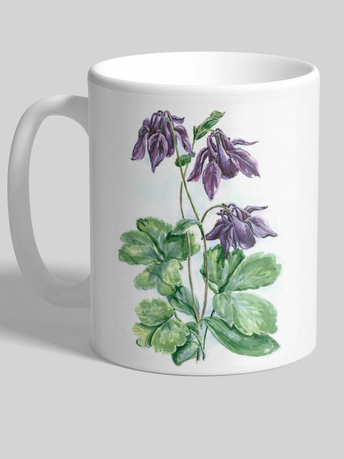 Кружка cooperative.moscow " Аквилегия цветок " (кружка с Аквилегией , Аквилегия , кружка с цветком, кружка Аквилегия , подарок с любовью, кружка с цветами, цветы, цветок) , 330 мл, 1 шт