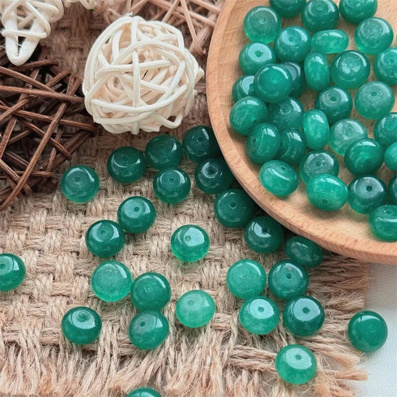 Цветные бусины из натурального камня 10x6 мм Изумрудный, 11