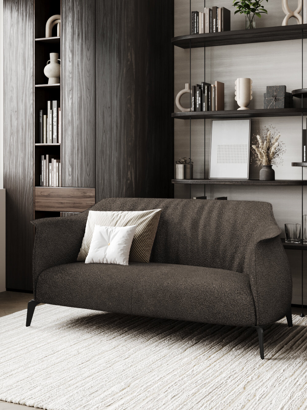 Диван дизайнерский BELLO, букле цвет BRAVO BITTER 144х63х79 см