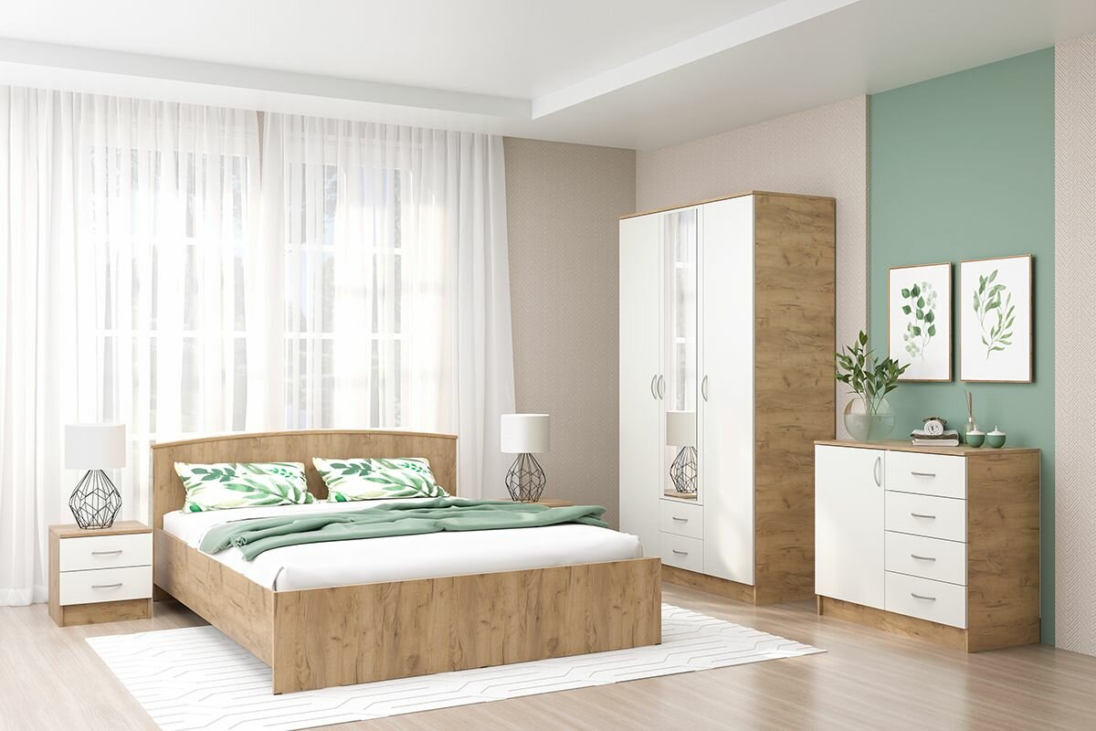 Комплект мебели "Кэт-7", для спальни, бежевый, ЛДСП, 160x200 см