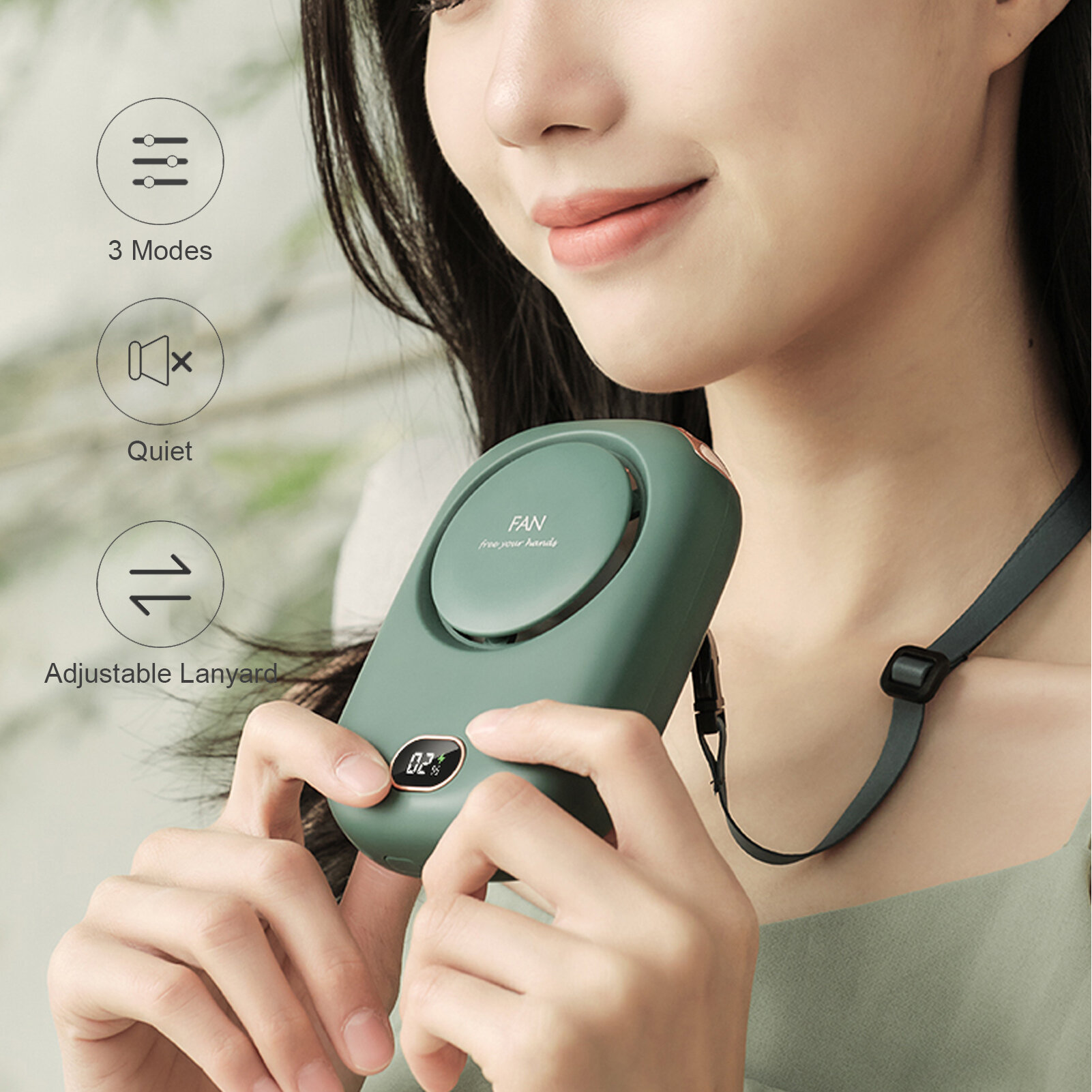 Вентилятор на шею Мини-вентиляторы для ношения на шее Вентилятор с USB-зарядкой Тихий 3-скоростной вентилятор Hand Free для офиса Домашний уличный переносной вентилятор для путешествий