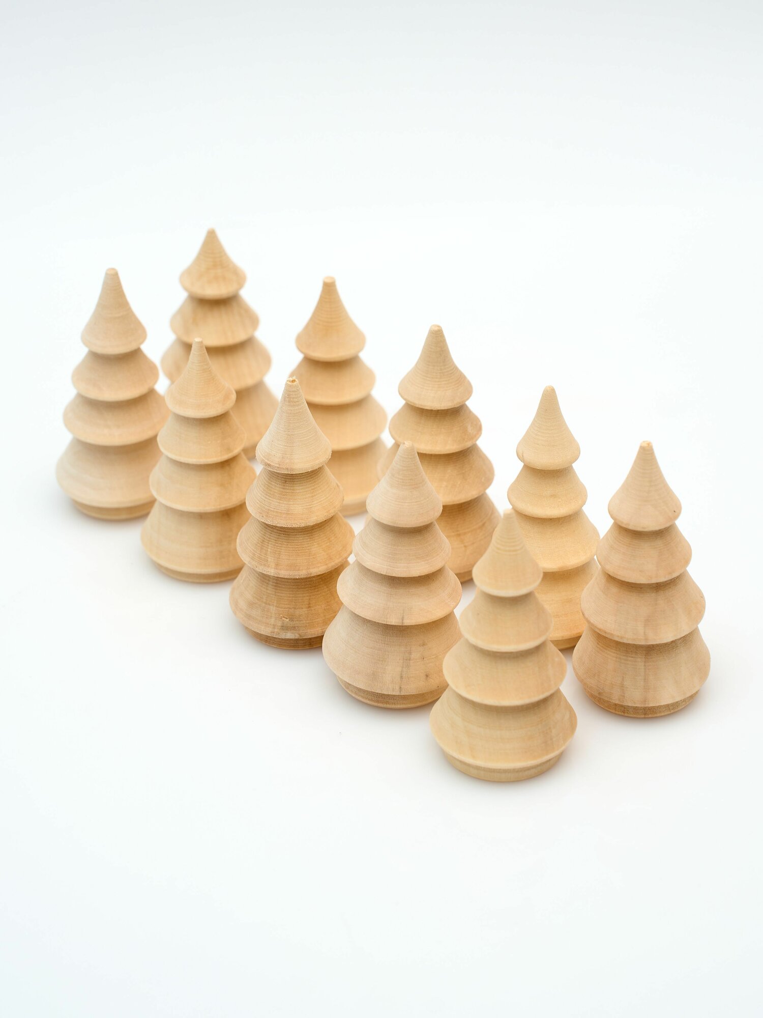 Набор деревянных заготовок для творчества ToyMo "Елочки", 10 штук, 7см, дерево, для росписи