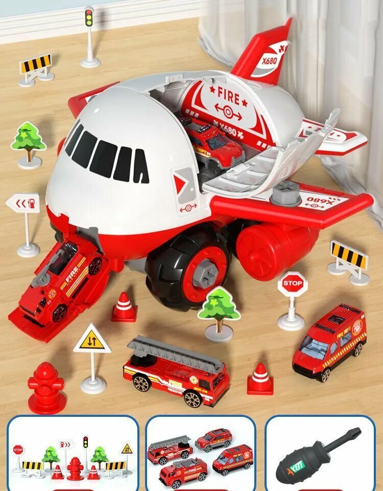 Детский развивающий съемный игрушечный набор "самолетик-машинка"