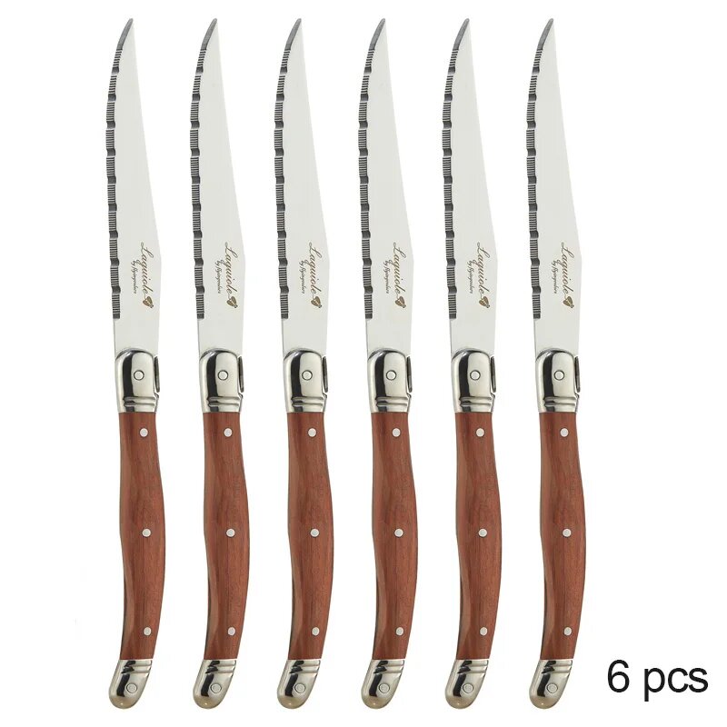 6 шт, ножи для стейка Laguiole из нержавеющей стали с деревянной ручкой 6pcs knife