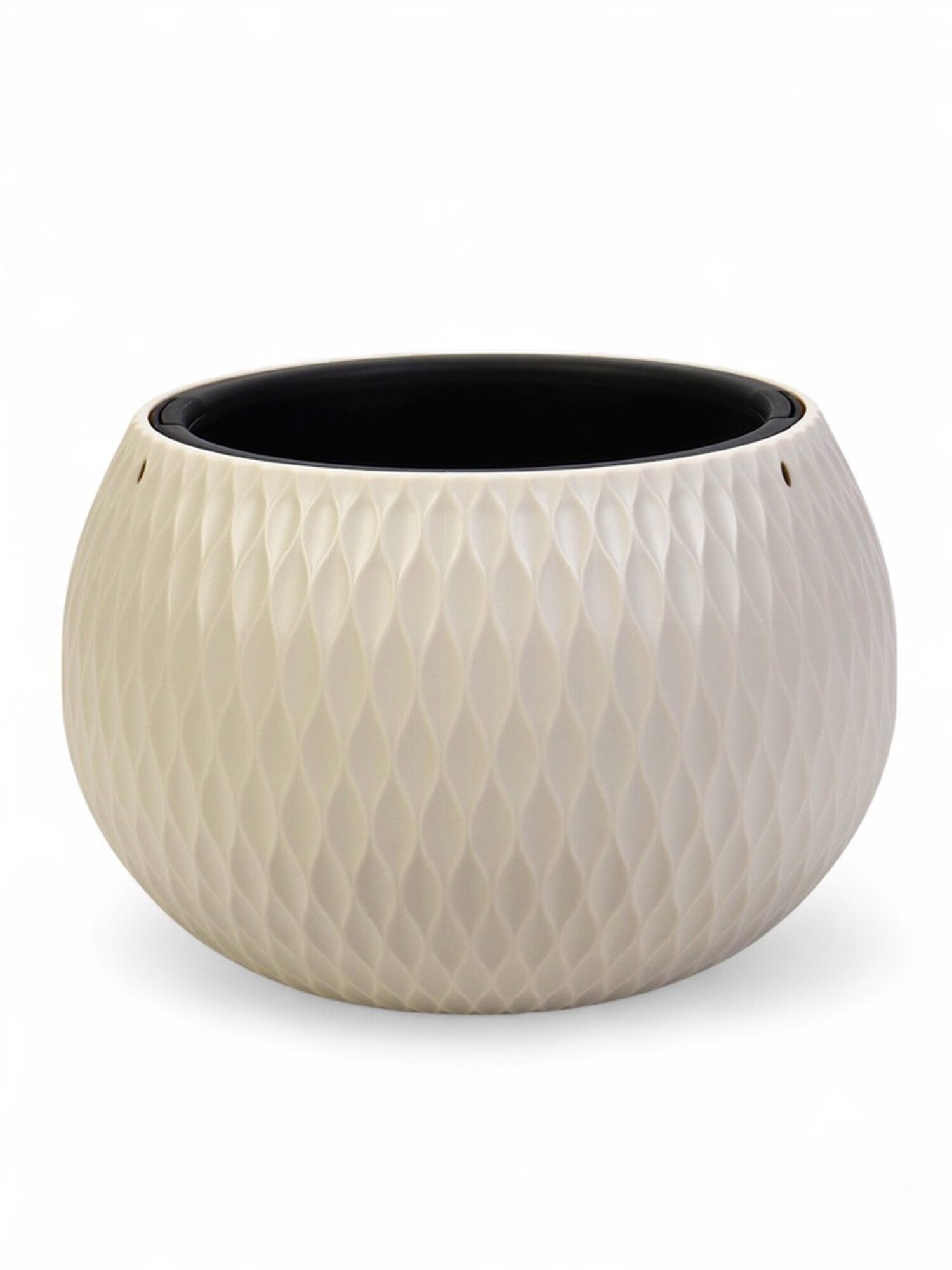 Кашпо для цветов «Жемчужина», пластик, 4 л, d=29 см, h=19.5 см, со вставкой, бежевое