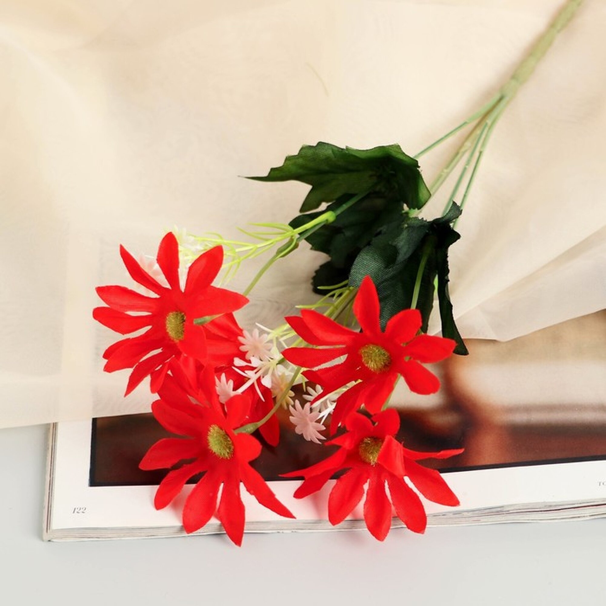 Букет искусственный Сима-ленд «Хризантема Мона Лиза», пластик, текстиль, 5×30 см