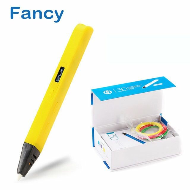 3D-ручка для подростков, взрослых и творческих людей, ручка 3D-принтера с OLED-дисплеем, совместима с 1,75 мм пластиковыми нитями ABS и PLA, желтая