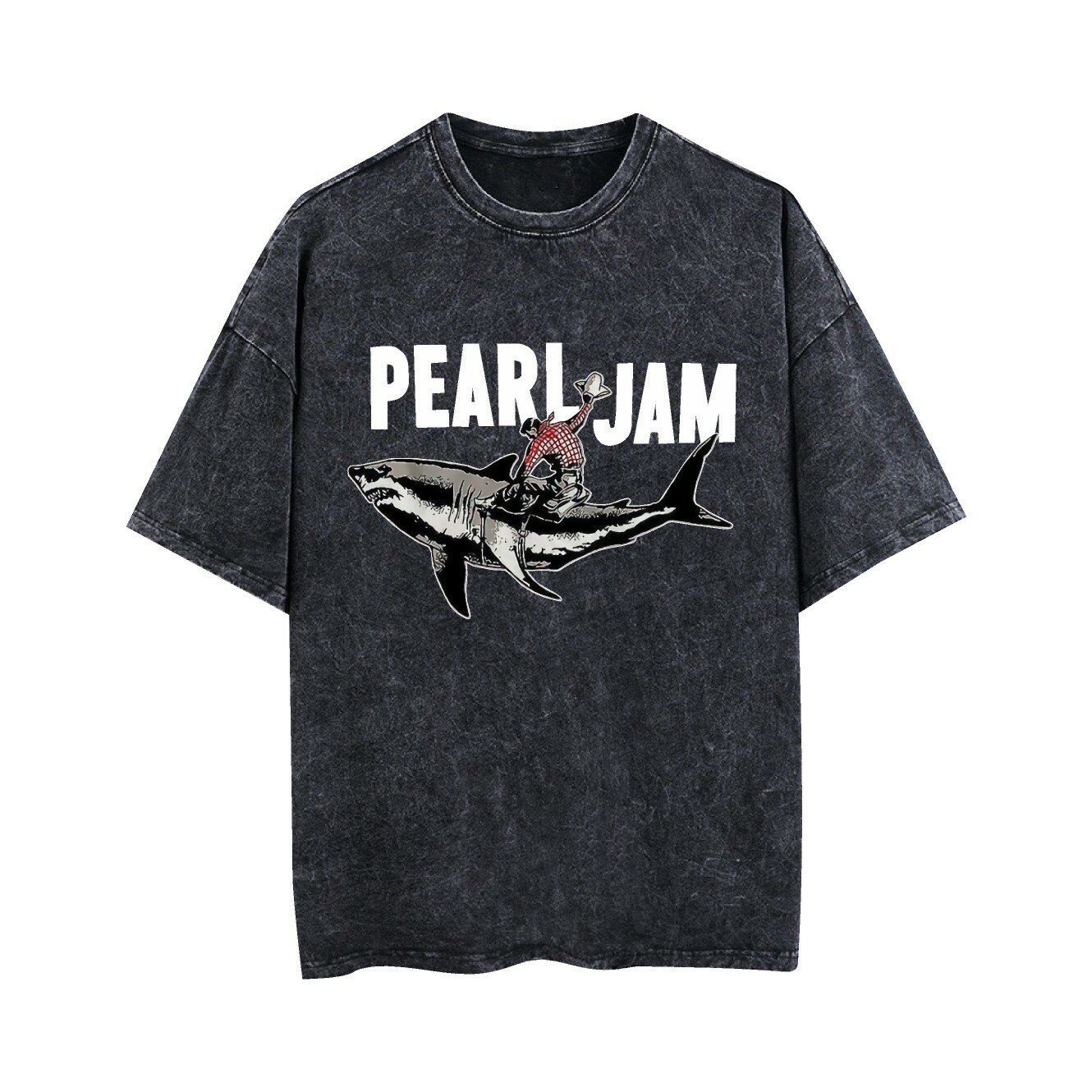 Ретро-футболка для взрослых Pearl Jam Shark Cowboy Черный ретро-костюм с коротким рукавом