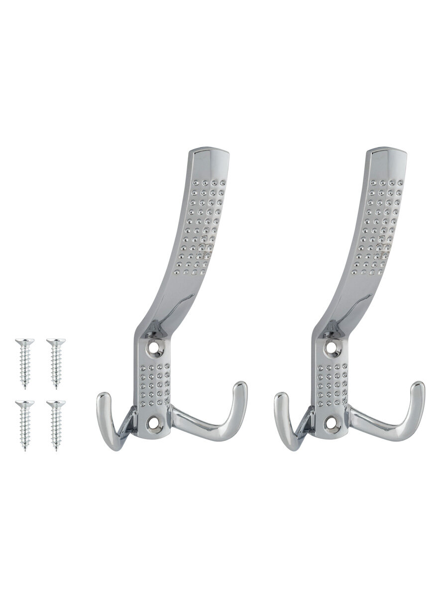 Трехрожковый мебельный крючок серебристый, 14,5 см – 2 шт. — надежные настенные держатели для одежды и аксессуаров