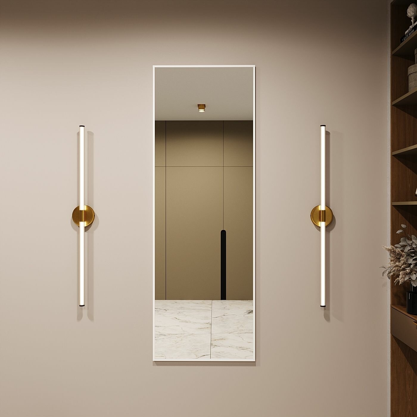 Зеркало настенное 161х60 см. BLX MIRROR интерьерное в алюминиевой раме, Белое