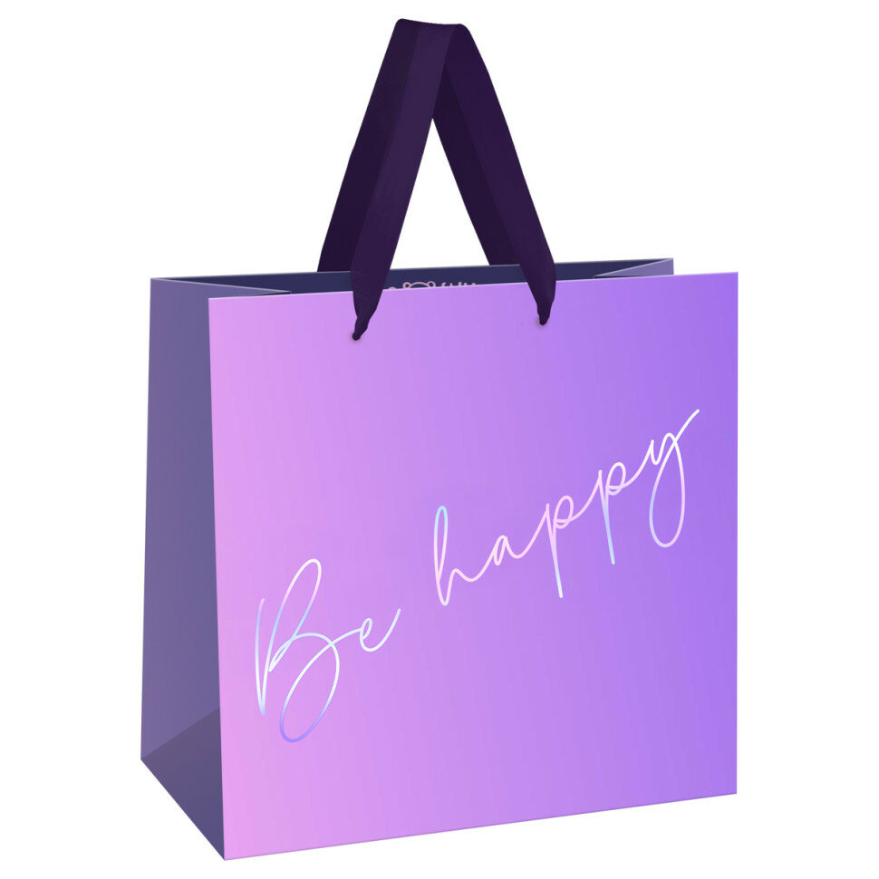 Пакет подарочный 20*20*10см MESHU "Purple mood", фольга, матовая ламинация, 382380