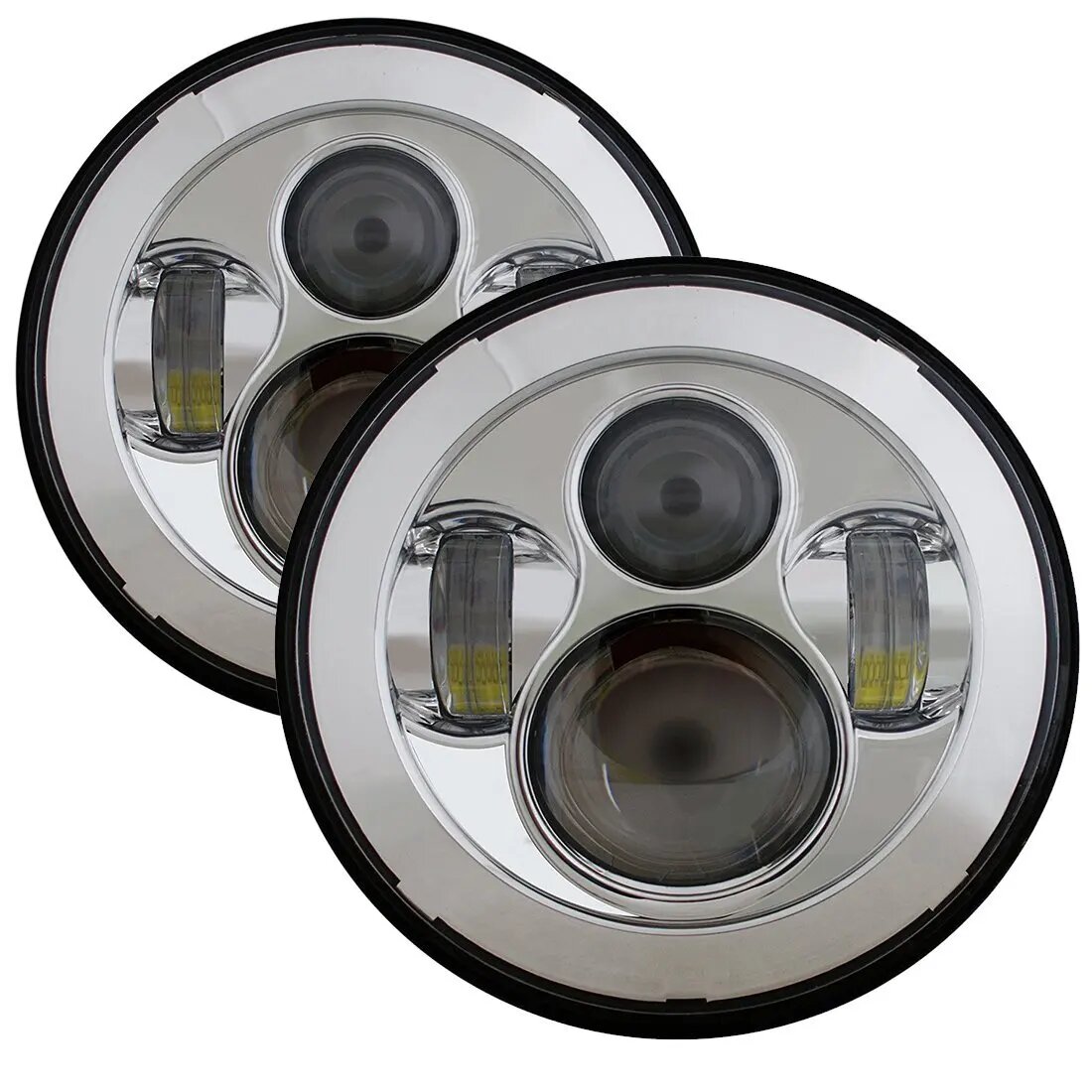 2 шт. автомобильные 7-дюймовые фары для Land Rover Defender 90 110 круглые светодиодсветодиодный фары комплект дальний и ближний свет для Лада Нива 4X 4 принадлежности для внедорожной езды, Chrome 2pcs