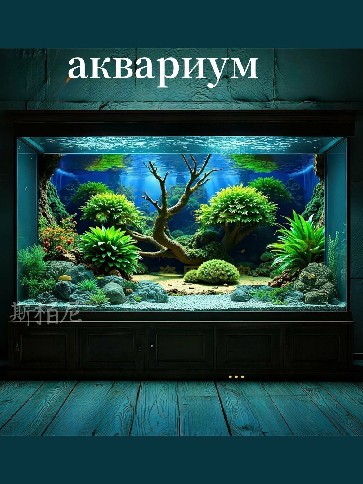 Фон для аквариума Декорации Тропические водоросли,100x50см