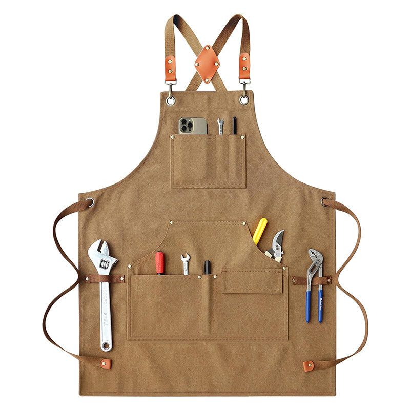 Водонепроницаемый прочный брезентовый фартук с карманами для инструментов – регулируемые рабочие фартуки для мужчин и женщин, хозяйственные фартуки для художников, парикмахеров, электриков, столяров и мастеров по ремонту и обслуживанию домов.