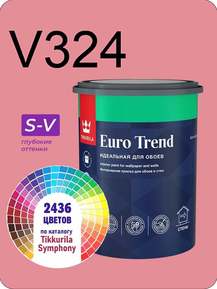 Краска для обоев Tikkurila Euro Trend 0,9л. глубокие оттенки V324