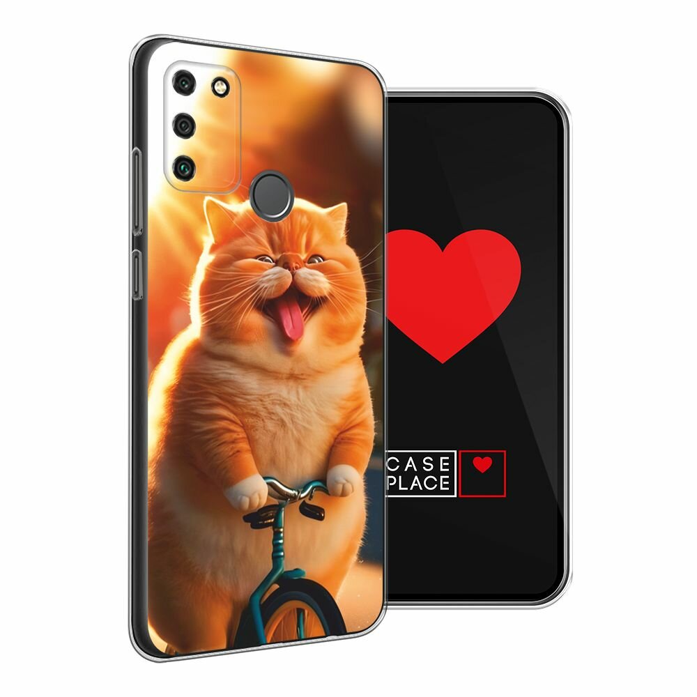 Силиконовый чехол на Honor 9A / Хонор 9А с принтом "Кот на велике" — фото 1