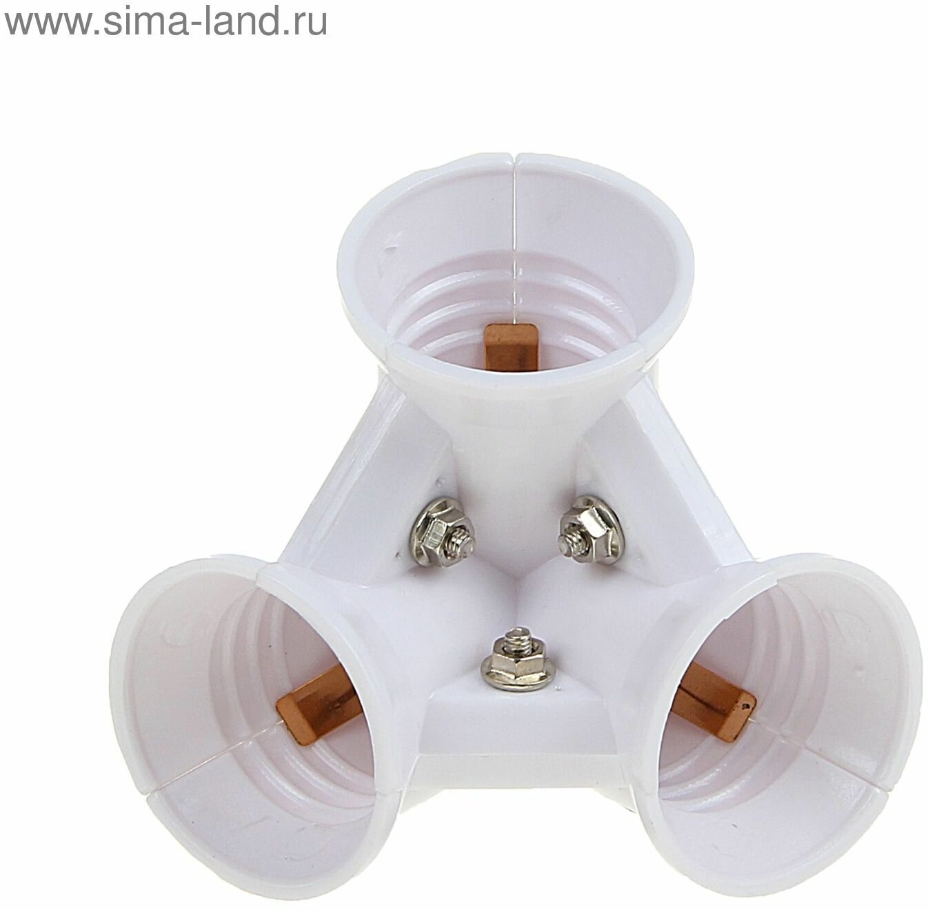 Переходник Ecola, с цоколя E27 на 3хE27, белый