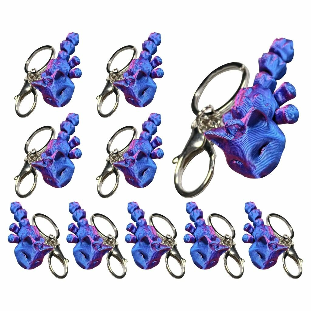 10 шт, милый котенок с закрытыми глазами, напечатанный на 3D-принтере, гибкий подвижный лазерный градиентный брелок с несколькими соединениями-синий