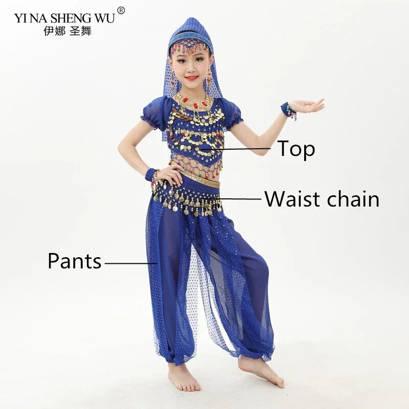 Детский костюм для танца живота YI NA SHENG WU 3 предмета XL, 3pcs Royal blue