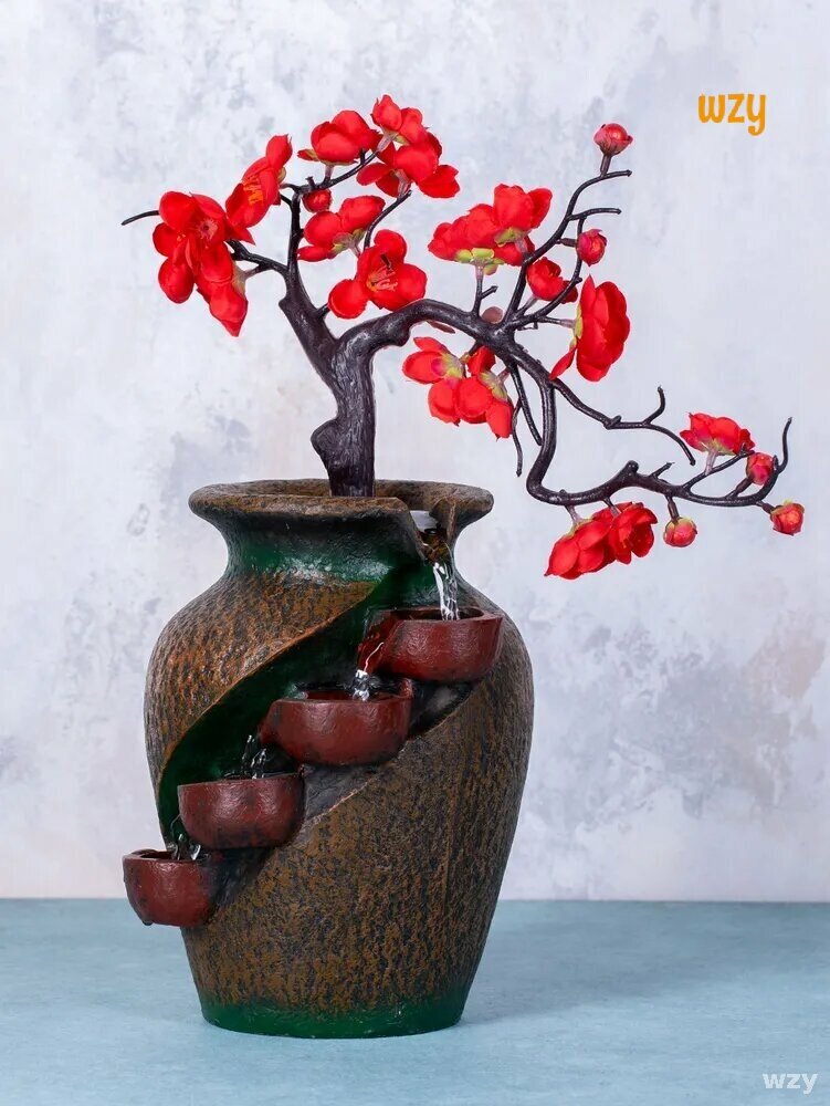 Домашний фонтан "Японская сакура", полистоун, напольный, 40см, разноцветный