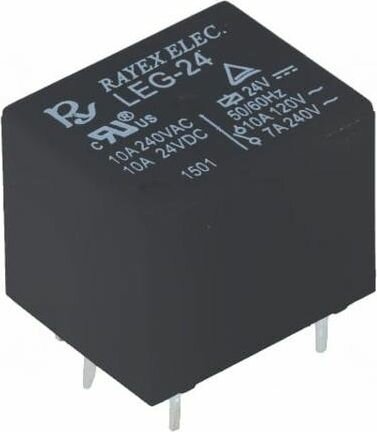 Реле RAYEX LEG-24 электромагнитное SPDT Uобмотки 24ВDC 10A/120ВAC 360мВт 1шт